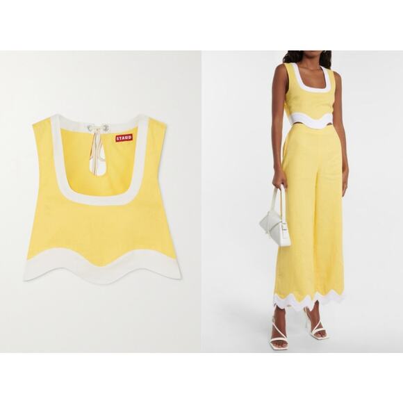 STAUD | Tops | Staud Livia Linen Cropped Top Butter Yellow Summer ...